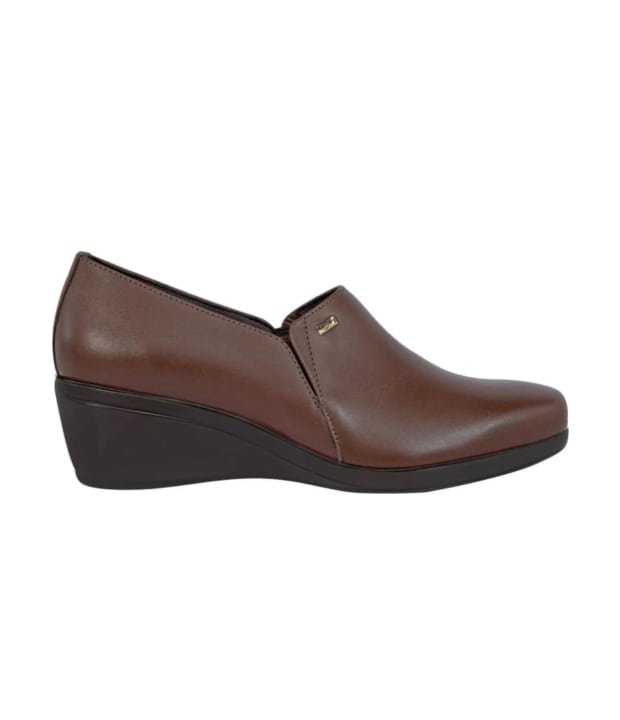 Zapato De Piel Con Cuña Cafe Dama Marca FLEXI - zapateriaparedesygamboa.com